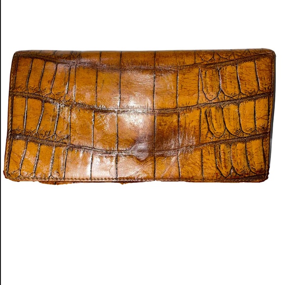 Brahmin | Bags | Brahmin Vtg Trifold Checkbook Wallet W Pen Coc Brown ...